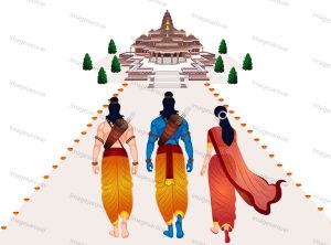 Shri Ram Temple Ayodhya | Lord Shri Ram Entering In Temple Vector ...