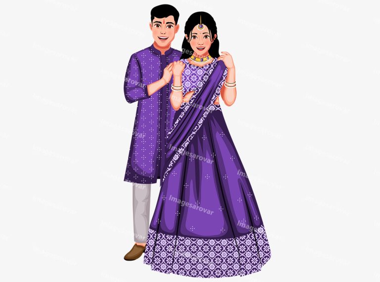 Indian Bride And Groom Celebrate Mehndi Ceremony Vector Illustration ...