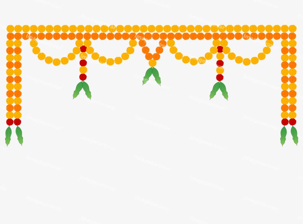 Indian Festival Door Toran Decoration With Marigold Flowers Png Vector ...